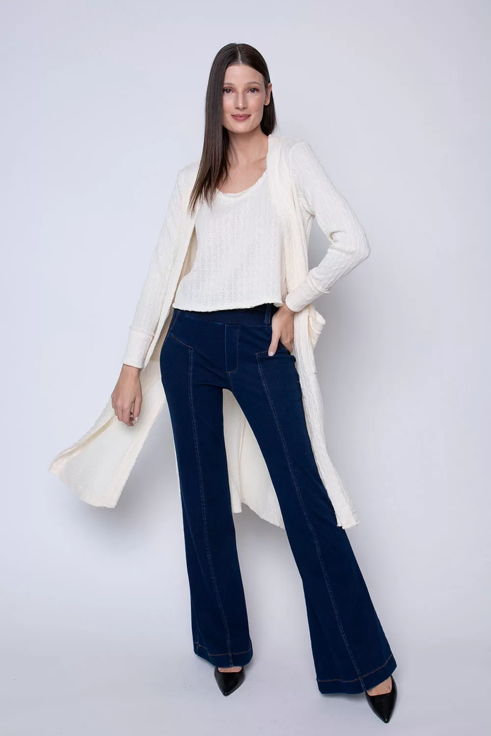 Hidrogênio - TWINSET LONGO NAVALHADO COM REGATA OFF WHITE - 19304018 ...