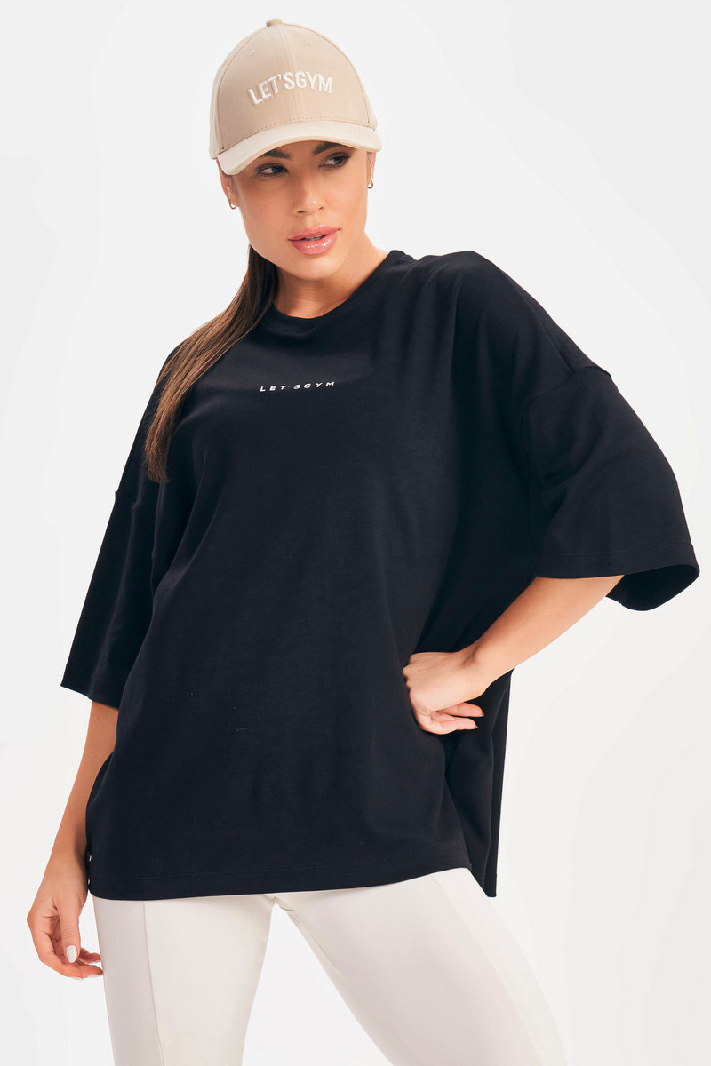 Lets Gym - Camiseta Oversized Basic Flex Preta - 2626PT - Lets Gym